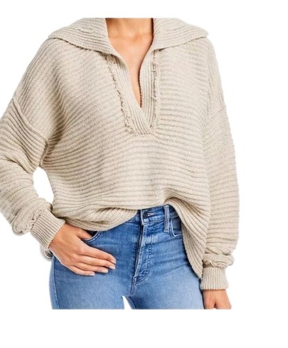 Free People Womens Beige Marlie Oversized Knit Sweater S | eBay