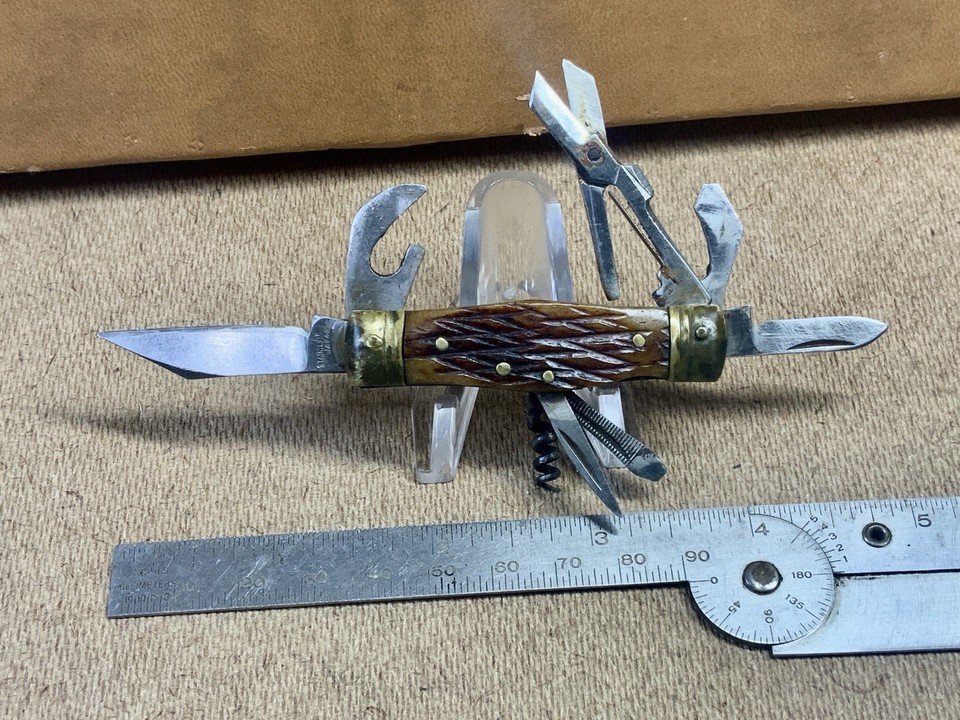 Vintage Baby Multi Function Knife Stainless Japan Bone Handle 2.5 ...