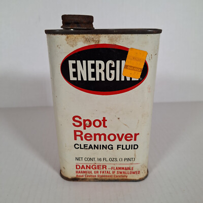 Vtg Energine Spot Remover Cleaning Fluid Tin 16 Oz Empty Display Cummer ...
