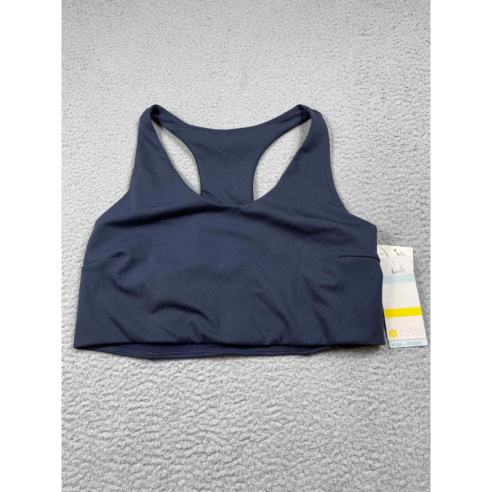 Zella Womens Size L Navy Nightfall Sports Bra NWT | eBay