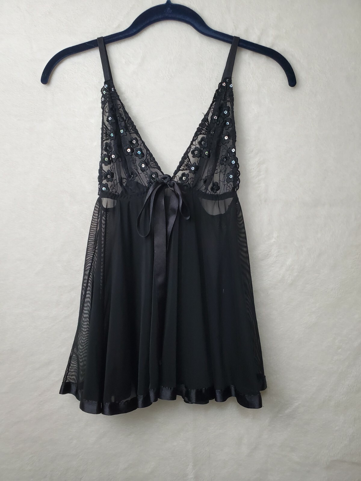 Vintage Risqué Black Sheer Lace Sexy Sweet Baby Doll … - Gem