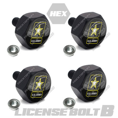 4 Custom Hex Black Billet License Plate Frame Fastener Tag Bolts - ARMY ...