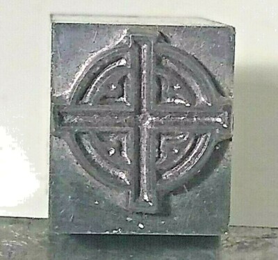 Antique Letterpress print block lead Cross bullseye symbol sign design ...