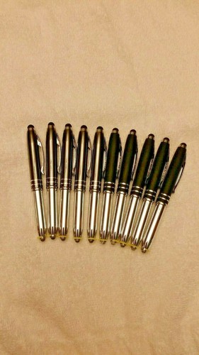 Lot of 10 Misprint Capped Metal Ballpoint Pens with Clip, Stylus and ...