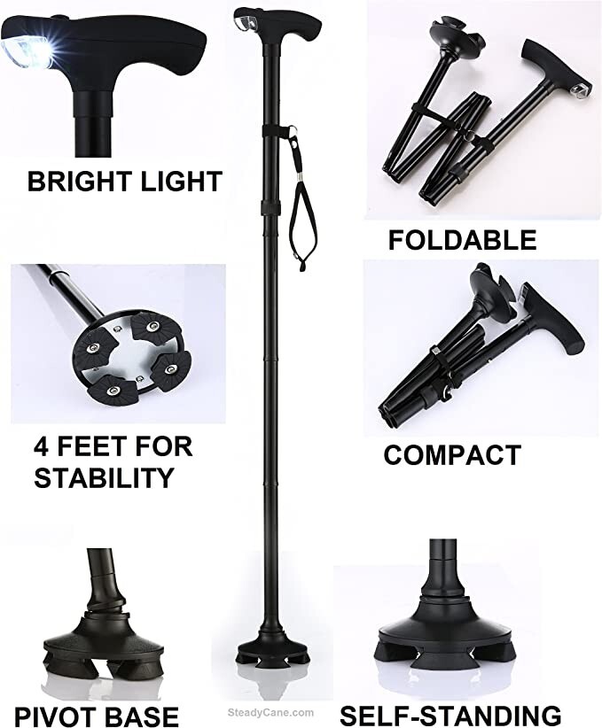 Self-Standing Cane, Short Cane, Best Walking Cane, Adjustable, Foldable ...