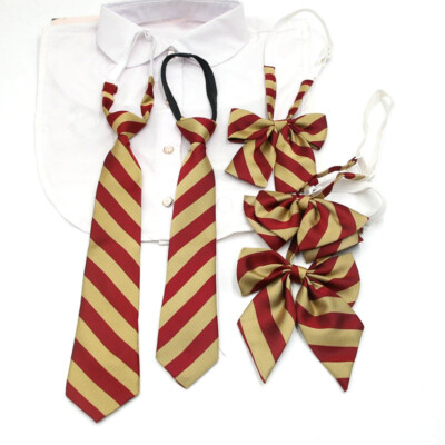 Boys Girl Preppy Stripe Necktie Bow Tie Elastic Student School Uniform ...