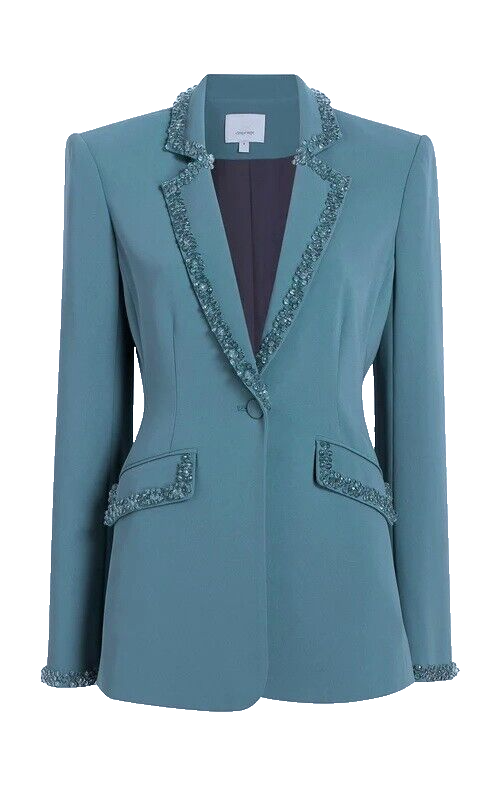 Cinq à Sept Slate Blue Embellished Kayden Blazer Size 8 $696 | eBay