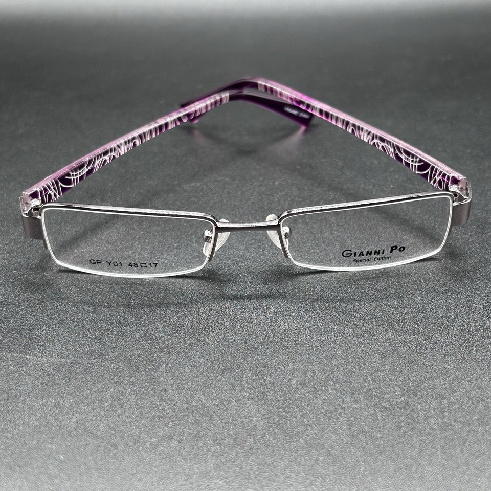 Gianni Po GP Y01 Half-Rim Eyeglasses Frame Purple 48-17-135 Display | eBay