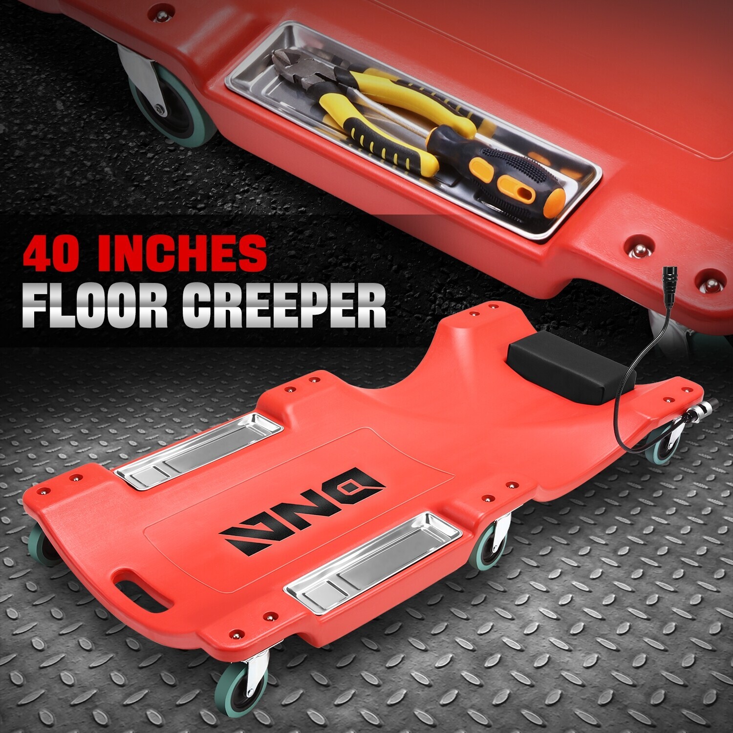 40" Red Rolling Low Profile Shop Garage Mechanic Repair Creeper w/ 6 ...