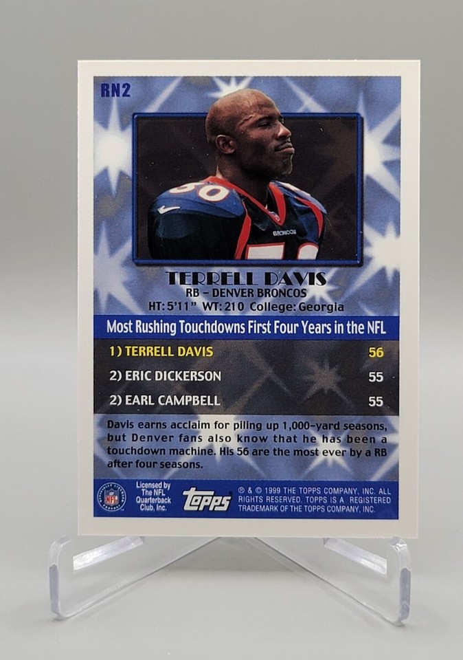 1999 Topps Record Numbers #RN2 Terrell Davis Silver Denver Broncos ...