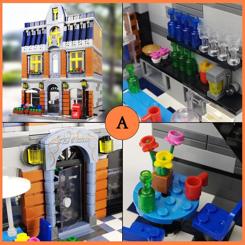 City Street View Building Blocks CAFE Shop Garden Restaurant Store Architecture | eBay