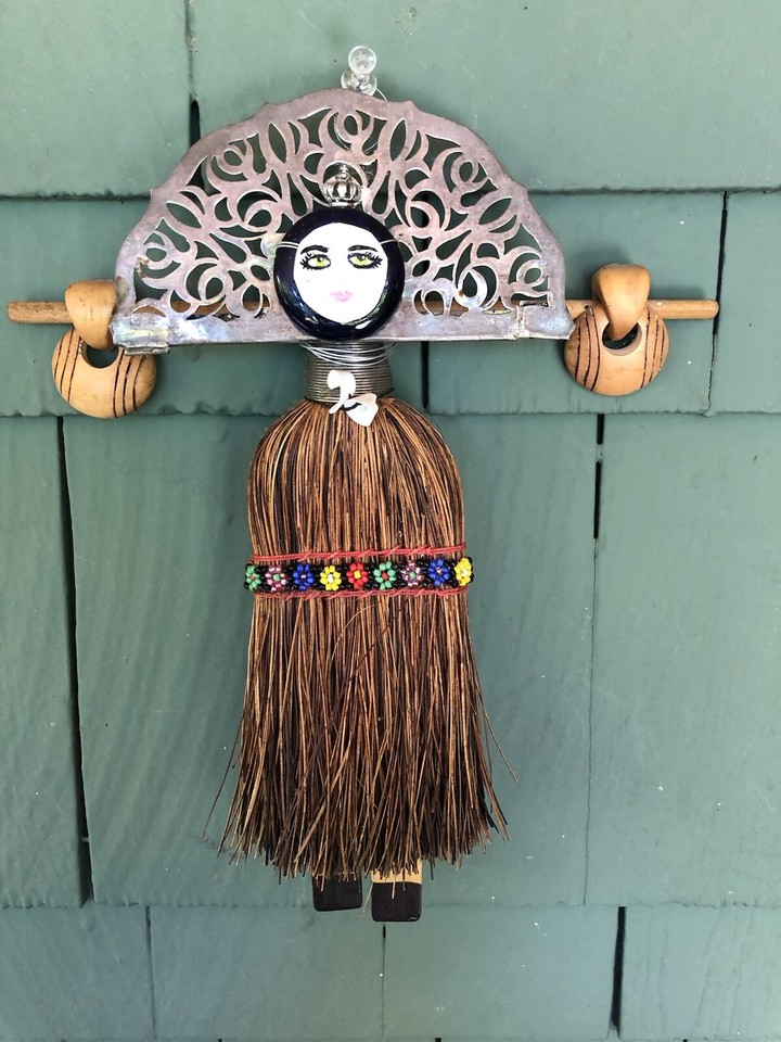 Vintage Folk Art Wall Hanging Tribal Angel Queen Woman Whisk Broom Body ...