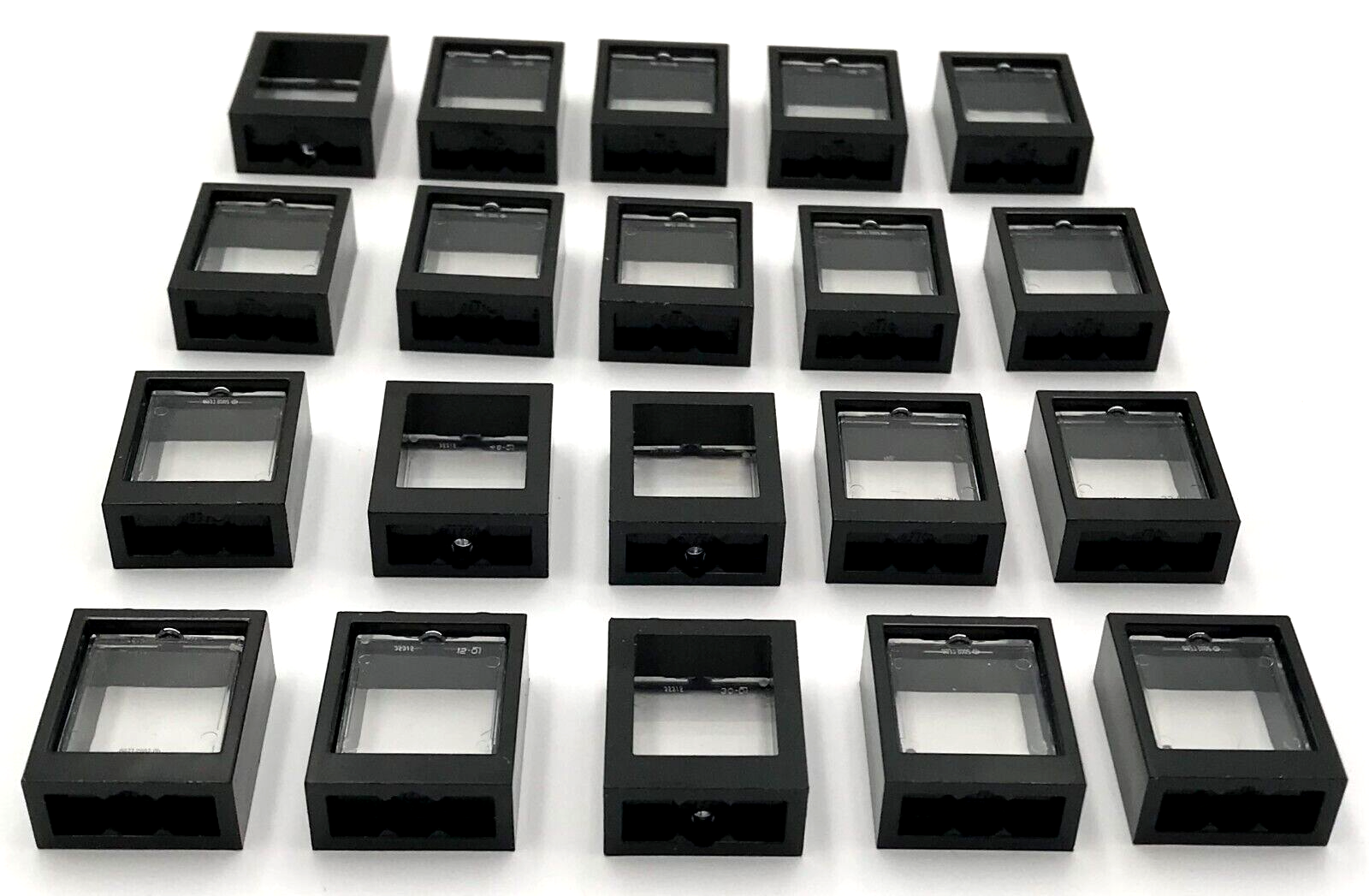 Lego 20 New Black Windows 1 x 2 x 2 Flat Front Trans-Clear Town City ...