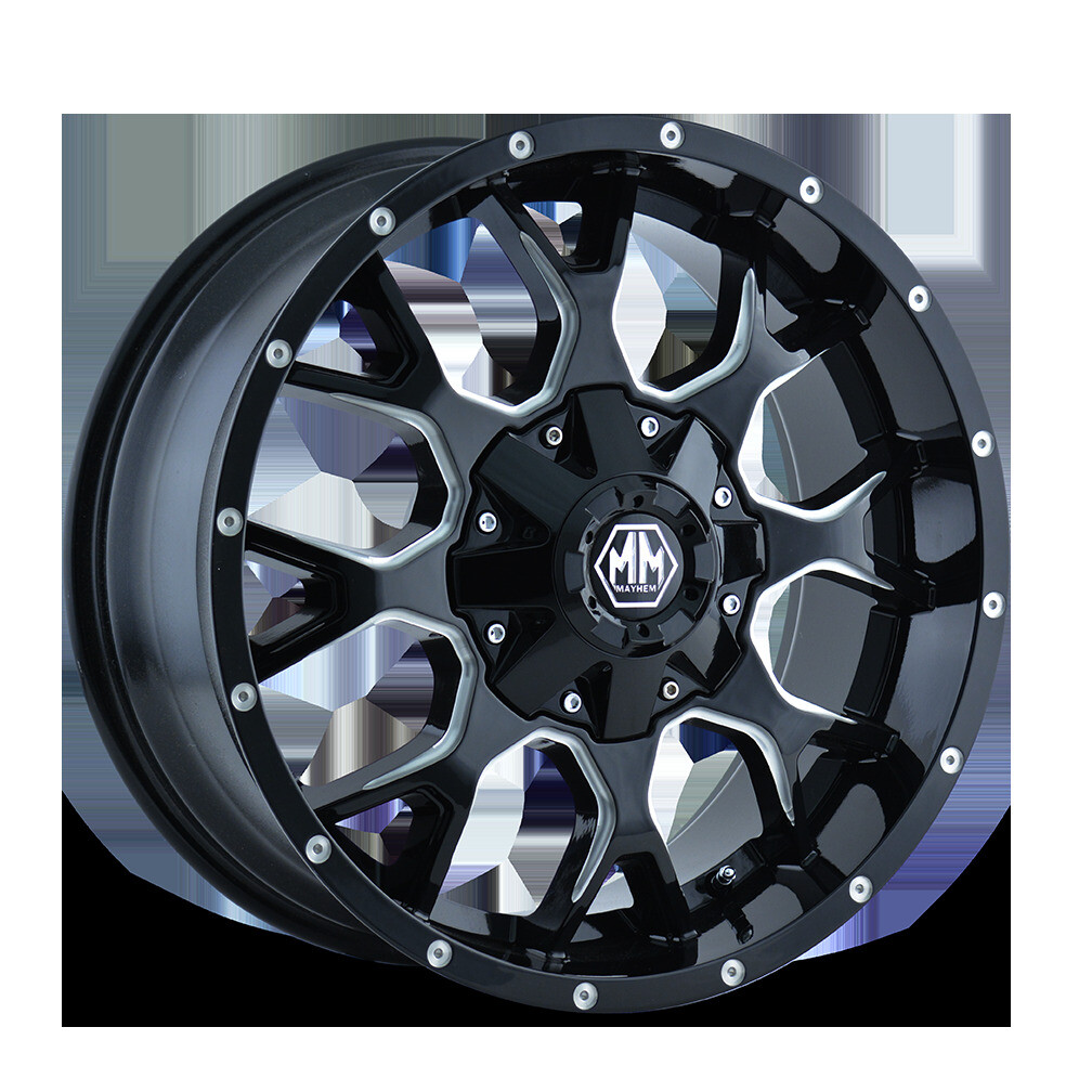 Mayhem Wheels 8015 WARRIOR 17x9 8x170 18mm Black Gloss & Machined; 8015 ...