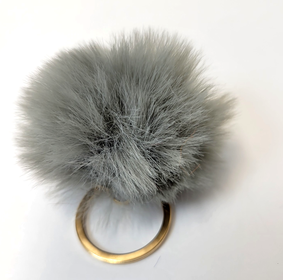 Gray Soft Faux Fur Pom Pom Keychain Fluffy Puff Key Ring Bag Charm ...