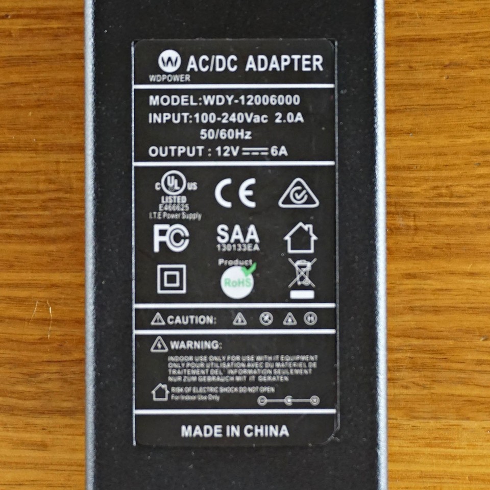 WD POWER WDY-12006000 AC Adapter 12V 6A For LCD Monitor / LED Lights ...