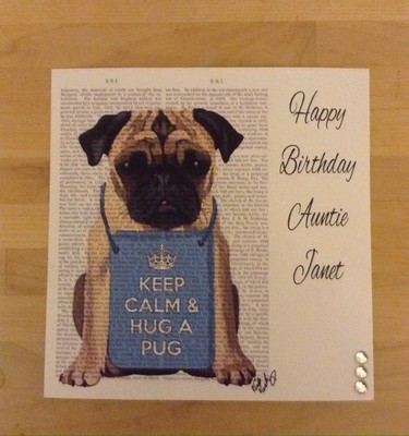 Handmade Personalised Pug Birthday Card | eBay