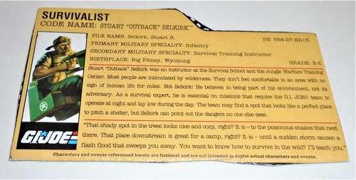 G I JOE File I.D. Card Filecard 2009 Stuart Outback Selkirk V6 | eBay