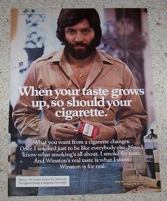 1976 ad page -Winston Cigarettes CUTE sexy GUY mustache beard tobacco ...