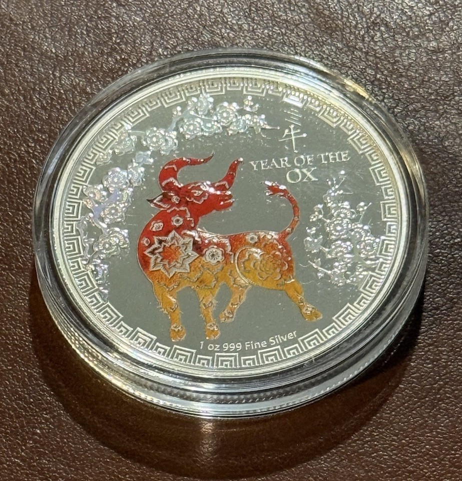 2021 New Zealand Lunar Year of the Ox 1-oz Silver Proof COLORIZED 3K ...