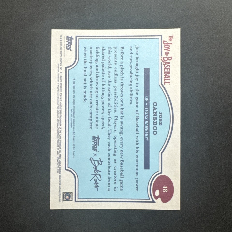 2025 Topps x Bob Ross: The Joy of Baseball #48 - Jose Canseco - Rangers ...