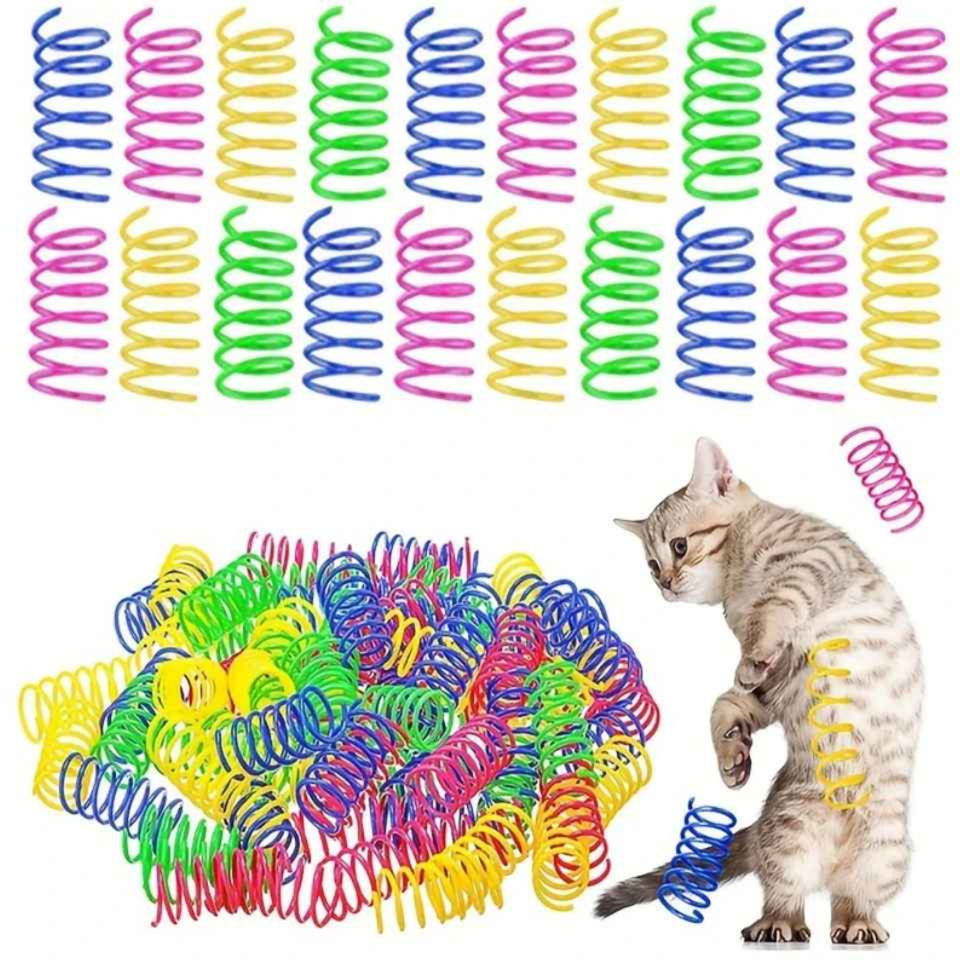 20 Pack Cat Spring Toys for Indoor Cats, Colorful & Durable Plastic ...