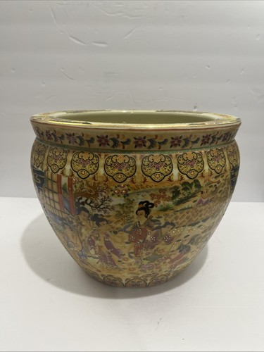 Vintage CHINESE Royal Satsuma CHINOISERIE KOI FISH BOWL PLANTER/CACHE ...