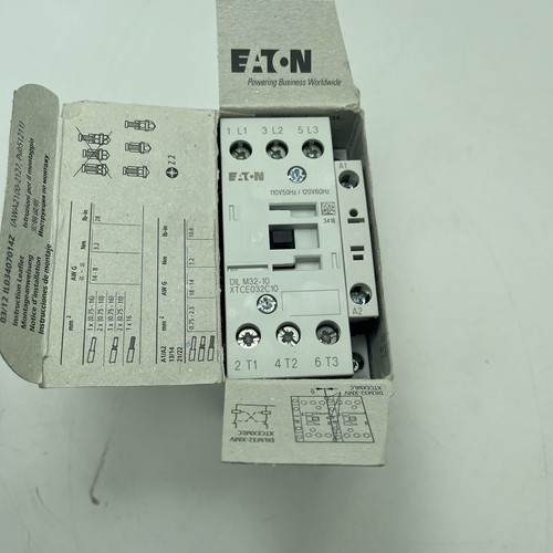 EATON MOELLER DILM32-10 Contactor Cat No. XTCE032C10A 110V Coil New In ...