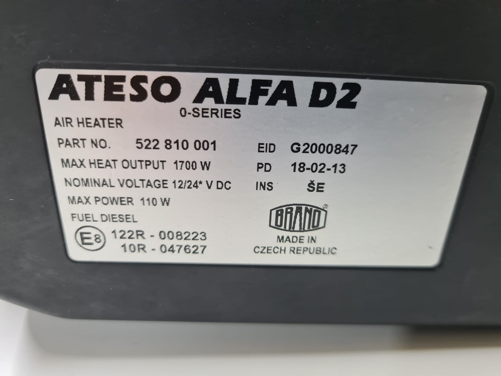 Heating ATESO ALFA D2 522810001 12/24V | eBay