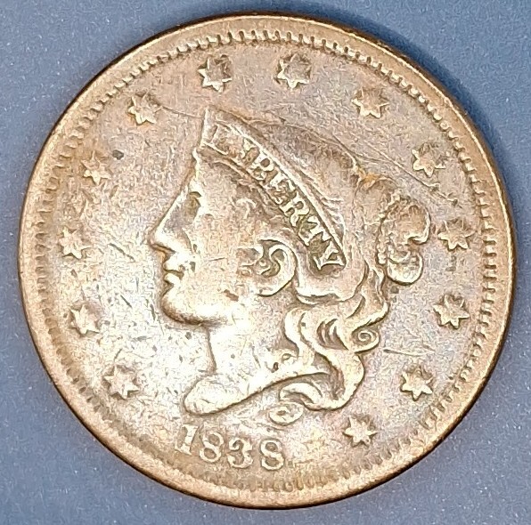 1838 US CORONET HEAD LARGE ONE CENT COIN, NICE DETALS | eBay