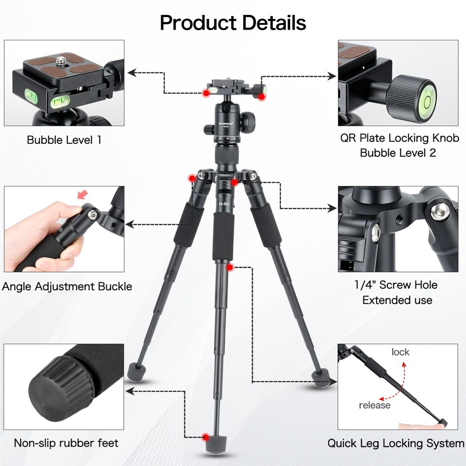 Camera Mini Tripod Compact Tabletop Tripod with 360° Ball Head for ...