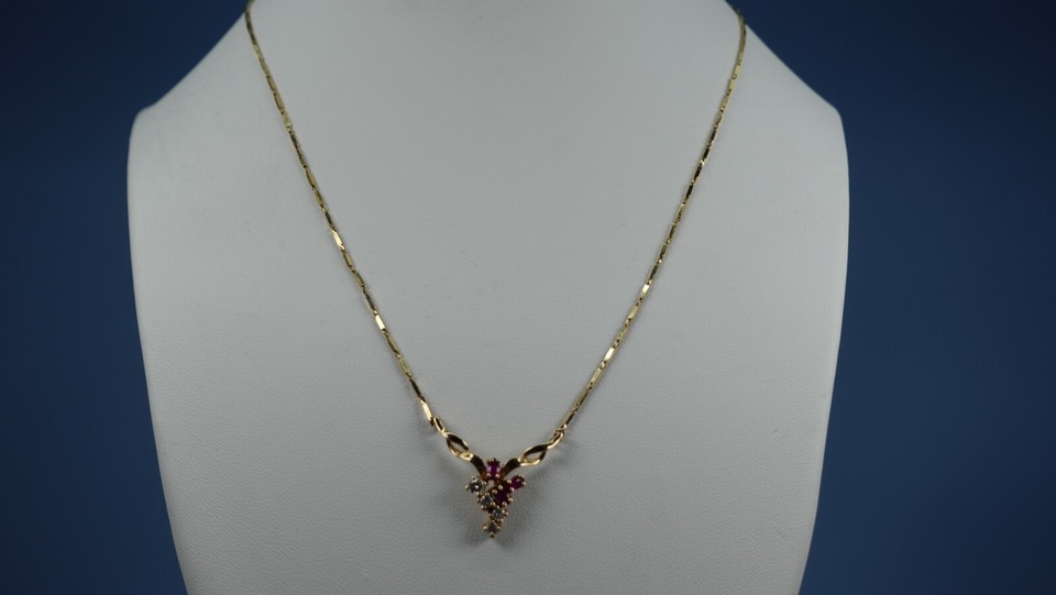 Estate 14k Ruby and Diamond Custer on Choker Necklace | eBay