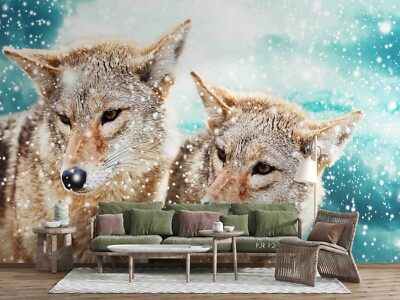 3D Wolf Snow Wallpaper Wall Mural Self-adhesive Removable 424 | eBay ...
