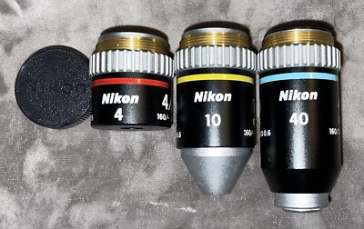 Nikon Japan SE Microscope Lens Objectives 4x/10x/40x Set Of 3 w/OEM ...