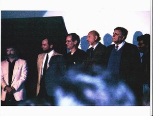 Photo of GEORGE LUCAS, GARY KURTZ, IRVIN KERSHNER, GENE RODDENBERRY at ...