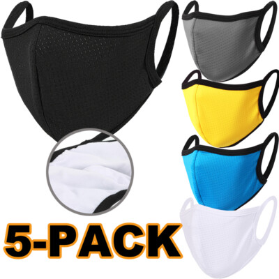 5PCS Breathable Face Mask Washable Reusable Protective Cloth Mask for ...