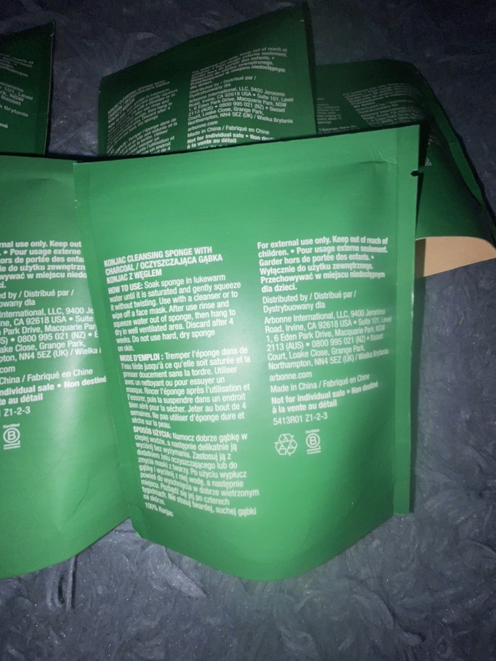 5 x Arbonne Konjac Cleaning Sponge with Charcoal - brand new | eBay UK