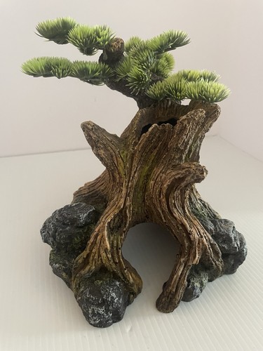 Large Decoration For Aquarium Or Terrarium 8.5” T Resin Tree Stump With ...