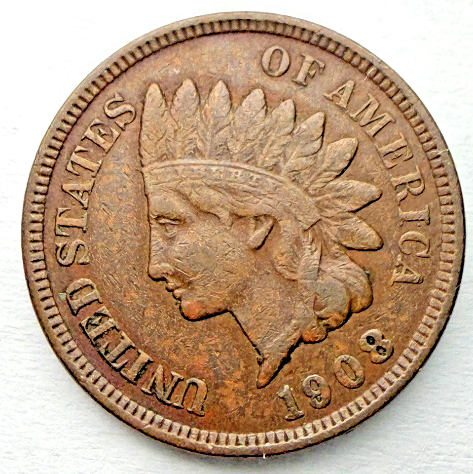 1908 Indian Head US 1c ~ Extra Fine / EF DTLS?~ 1+ Diamond ~ 1 Coin ...