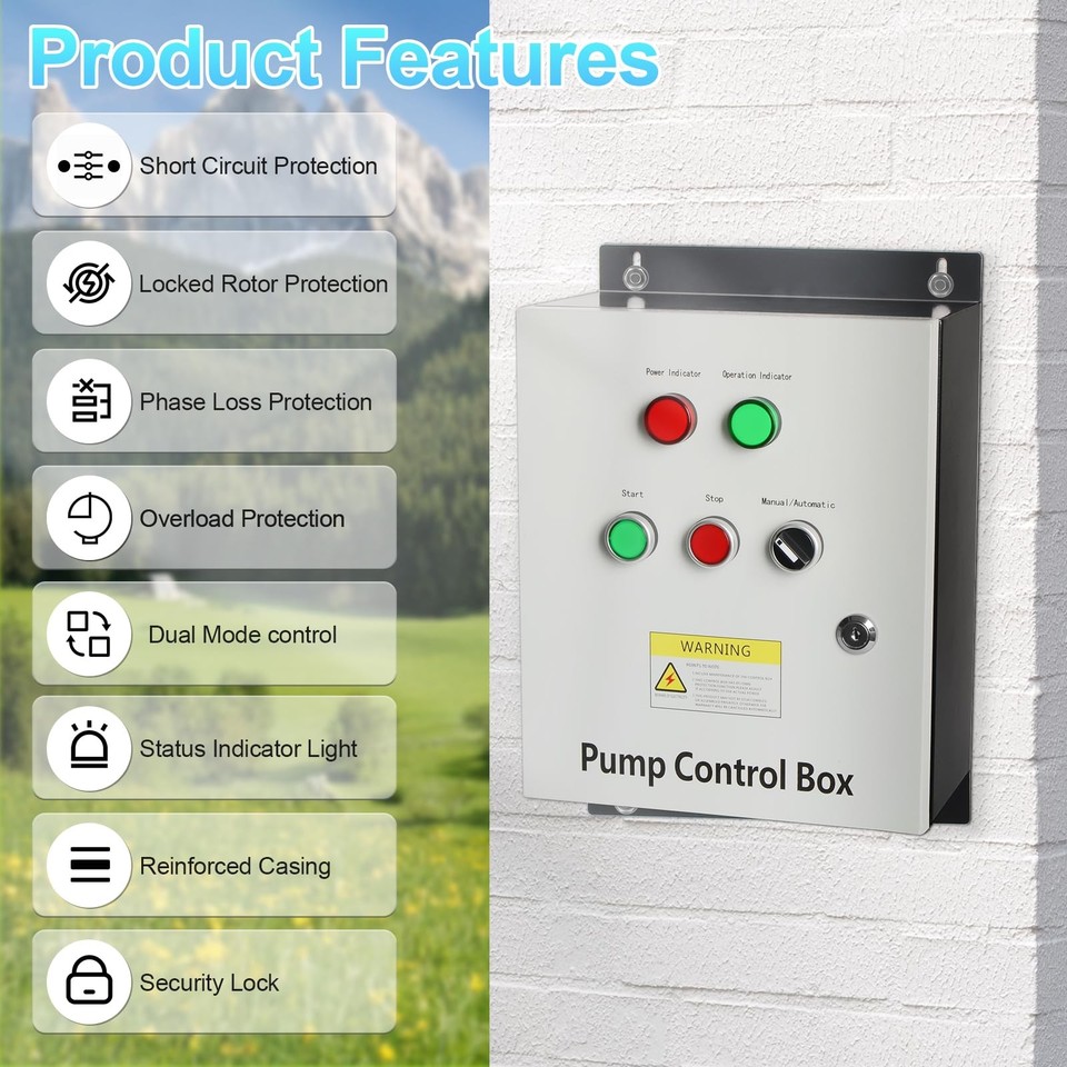 2 HP Well Pump Control Box, 208/240V Single Phase, 4-Wire with ...