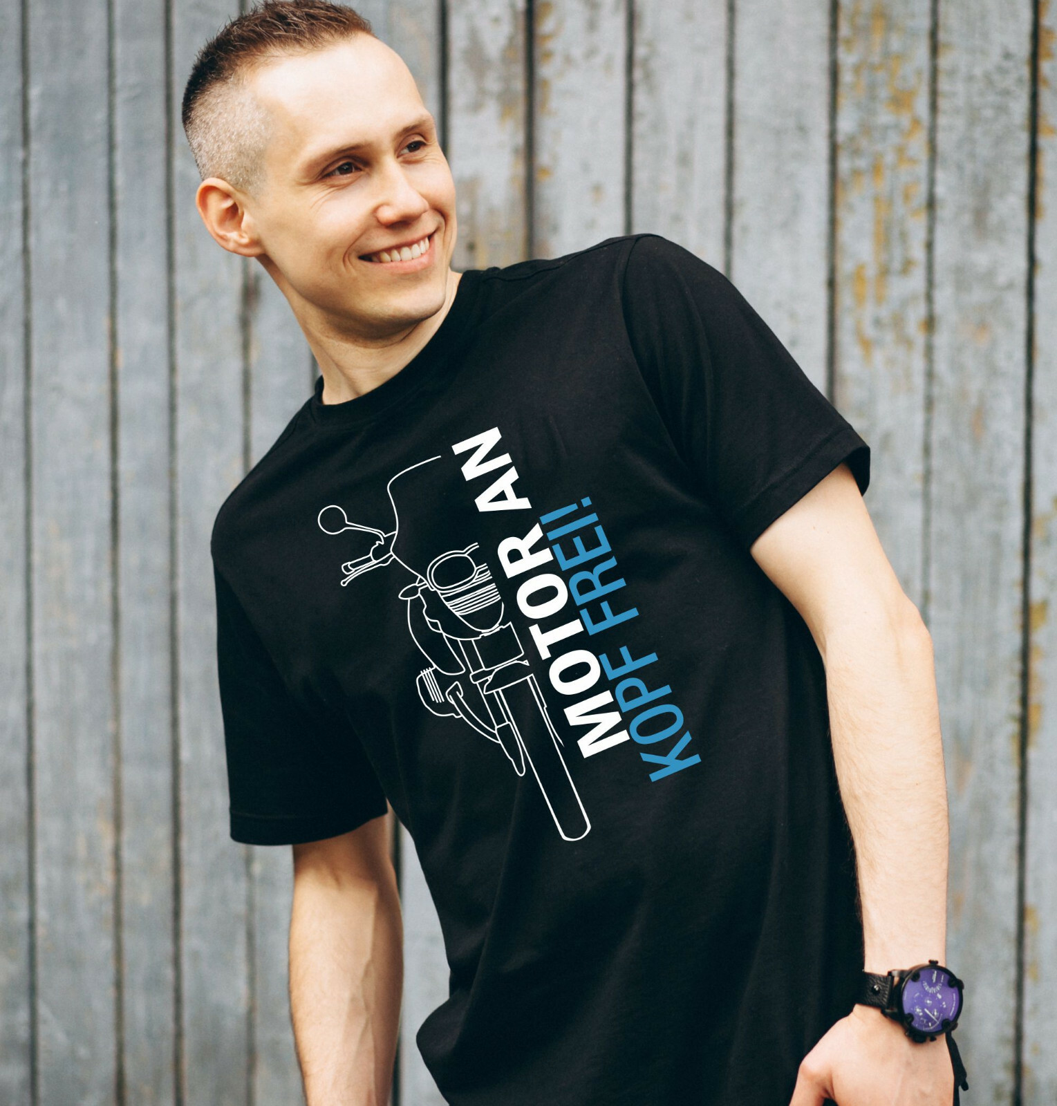 Unisex T-Shirt Motorrad lustiger Spruch MOTOR AN KOPF FREI GS ...