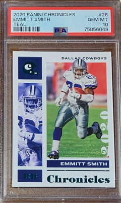 2020 Panini Chronicle Football #28 Emmitt Smith Dallas Cowboys Teal PSA ...