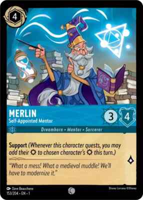 Disney Lorcana TCG X4 MERLIN Self-Appointed Mentor Common 153/204 EN 1 ...