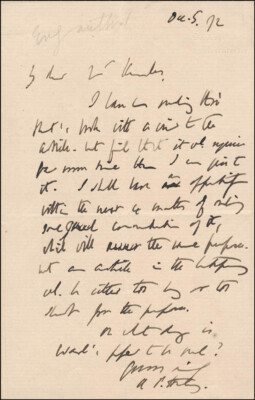 ARTHUR P. "DEAN STANLEY" STANLEY - AUTOGRAPH LETTER SIGNED 10/05/1872 ...