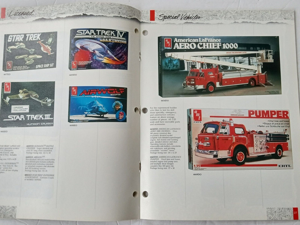 1989 AMT ERTL Model Kits Catalog STAR TREK KNIGHT RIDER BIG FOOT 4x4 ...