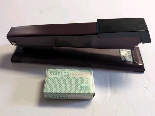 Vintage Bates 550 Stapler Burgundy Tested 1970s Office Supplies W ...