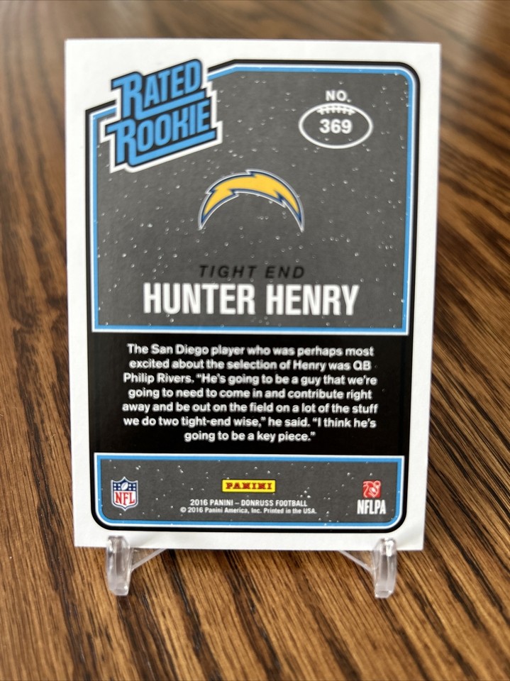 Hunter Henry SP Blue Press Proof Rookie Card 2016 Donruss Rated Rookies ...
