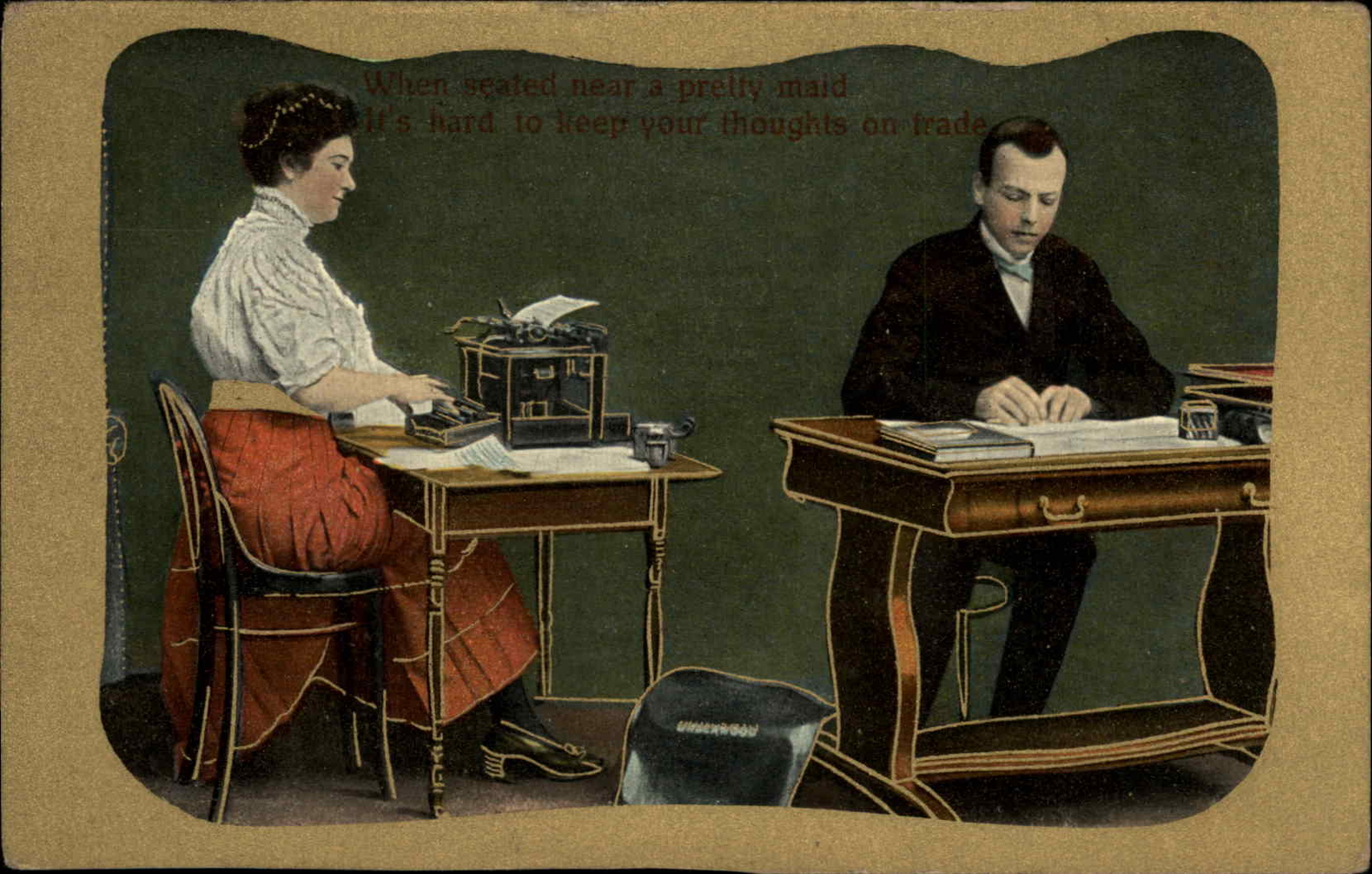 Woman Secretary Typewriter Antique Desk Boss c1910 Vintage Postcard | eBay