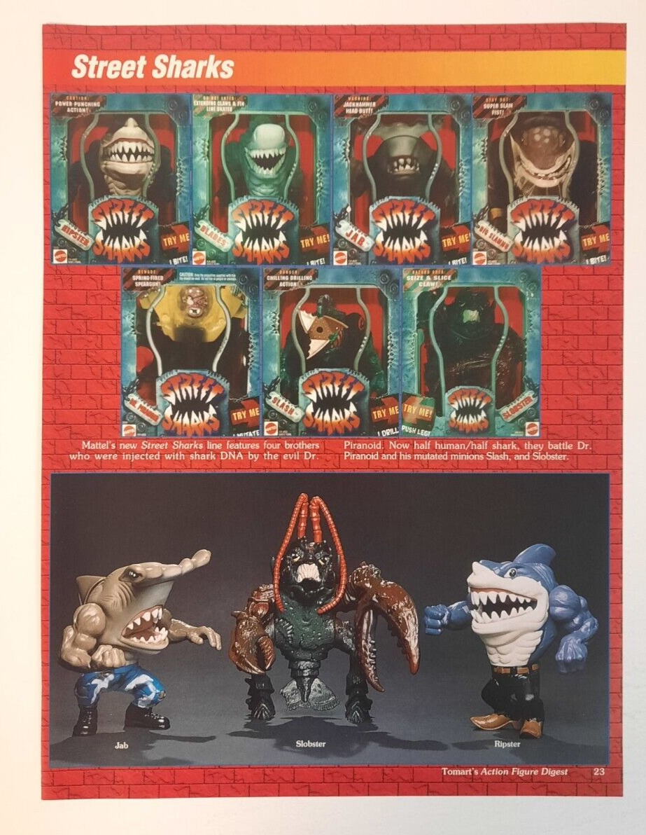STREET SHARKS Action Figures Slobster Jab ~ Vintage 1990's Magazine ...