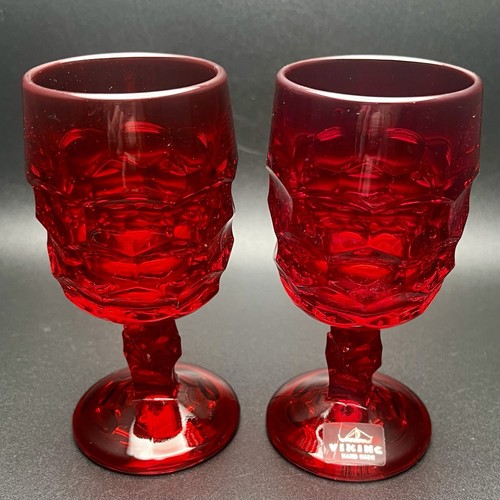 Vintage Viking Georgian Ruby Juice or Wine Set of 2 Red Honeycomb ...